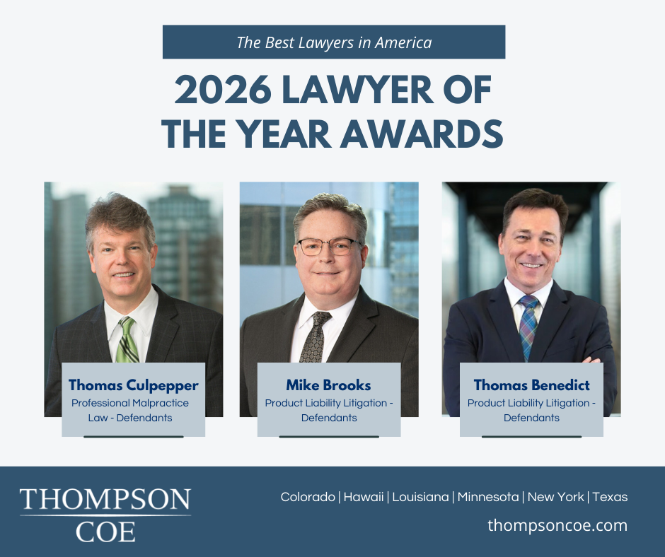 Best Lawyers 2026 Recognizes Three Thompson Coe Attorneys for Top Honors